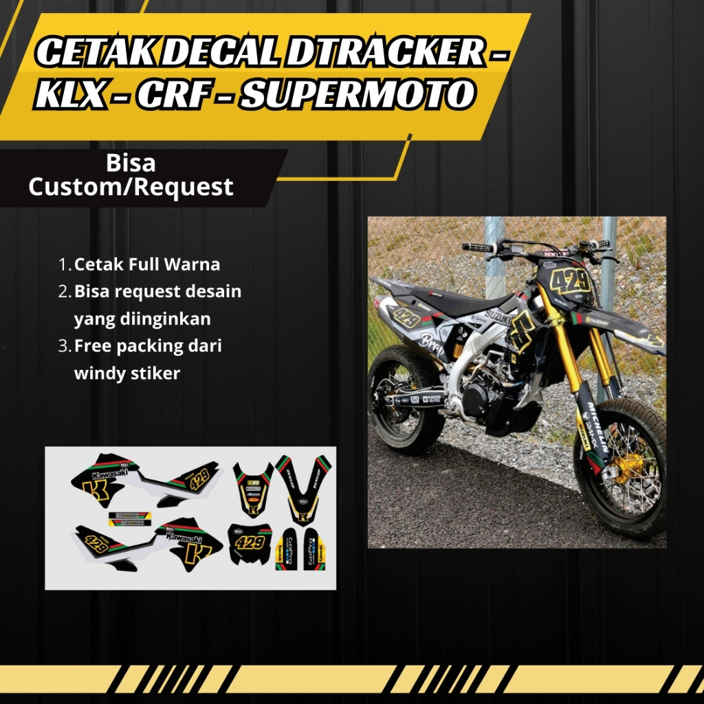 Jual STIKER MOTOR KEREN DECAL DTRACKER - KLX - CRF - SUPERMOTO FULLBODY ...