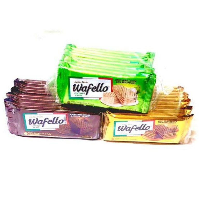 Jual Wafello Vanilla Choco Caramel Coconut Wafer 17G 1 Renceng Isi 10 ...