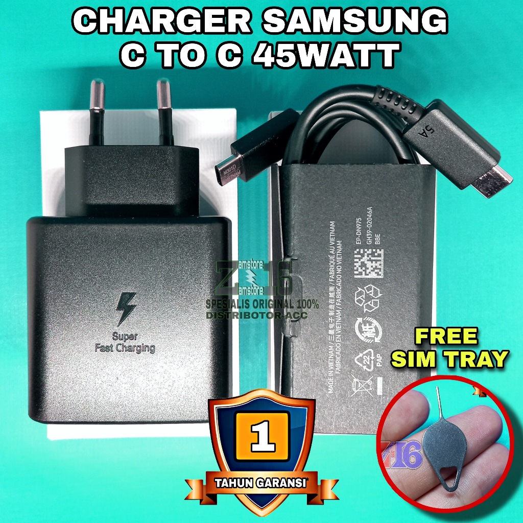 Jual [ ASLI ] Charger / Casan Samsung Galaxy S24 S24 PLUS S24+ S24 ULTRA 5G 45 Watt 5A 2.0 Super ...