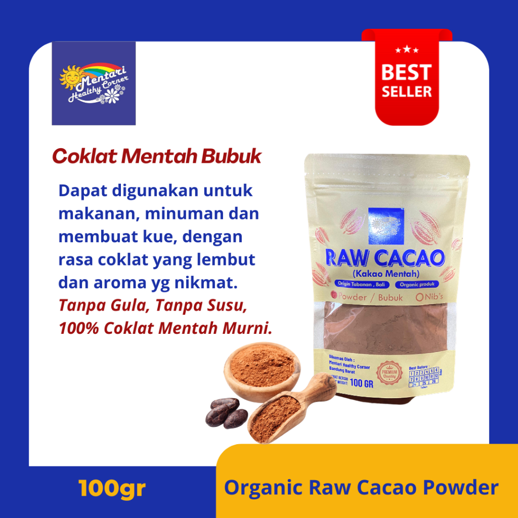 Jual Organic Raw Cacao Powder 100gr || Coklat Mentah Bubuk Organik ...