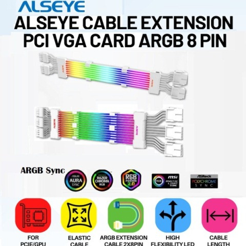 Jual Kabel Power VGA ARGB 8Pin Custom Sleeve Extension Cable PCIe VGA ...