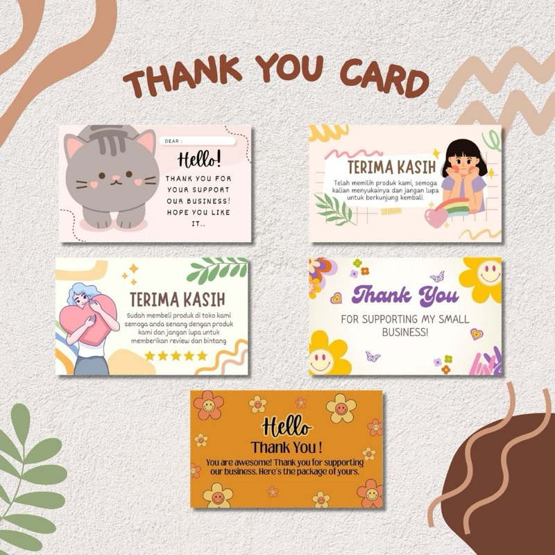 Jual Thank You Card 1 sisi / Gift card / Aesthetic / Cute / Online Shop ...