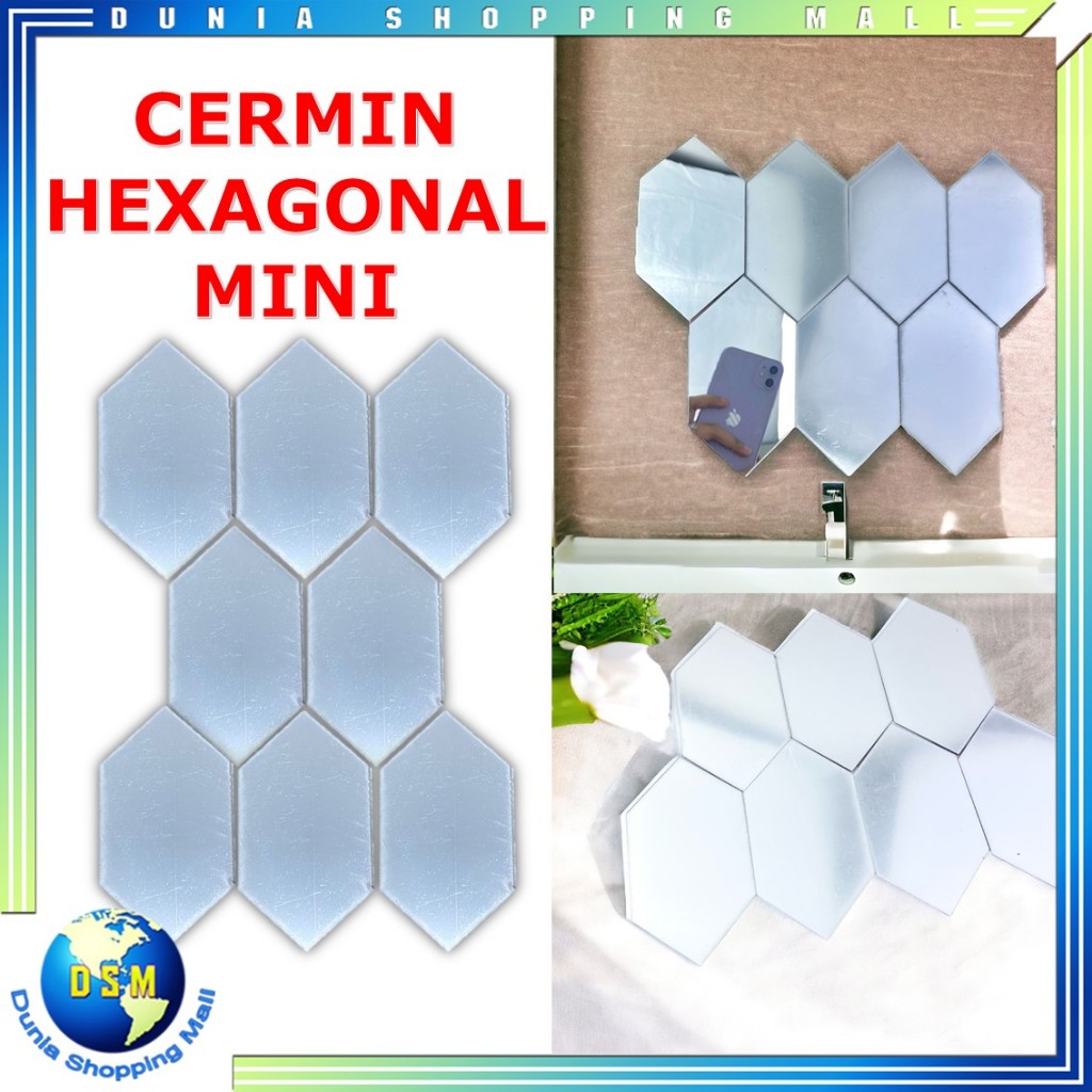Jual DSM Stiker Cermin Dinding Hexagonal Mini Anti Pecah Sticker Kaca ...