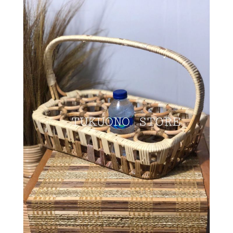 Jual Tempat Air Mineral Bahan Rotan Natural Kapasitas 14 pcs + Tempat ...