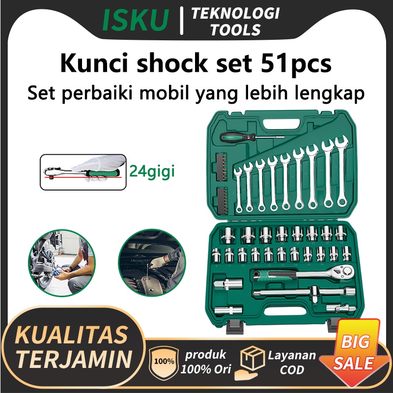 Jual ISKU tool kit set alat kunci shock sok set 51pcs kunci ring 9pcs8 ...