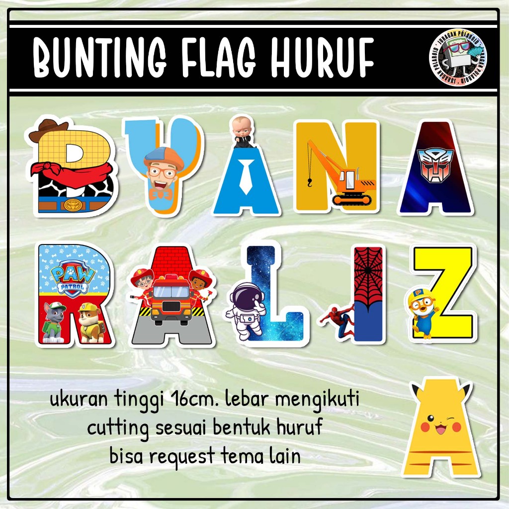 Jual (HARGA SATUAN) Bunting Flag Cutting Huruf murah custom | Shopee ...
