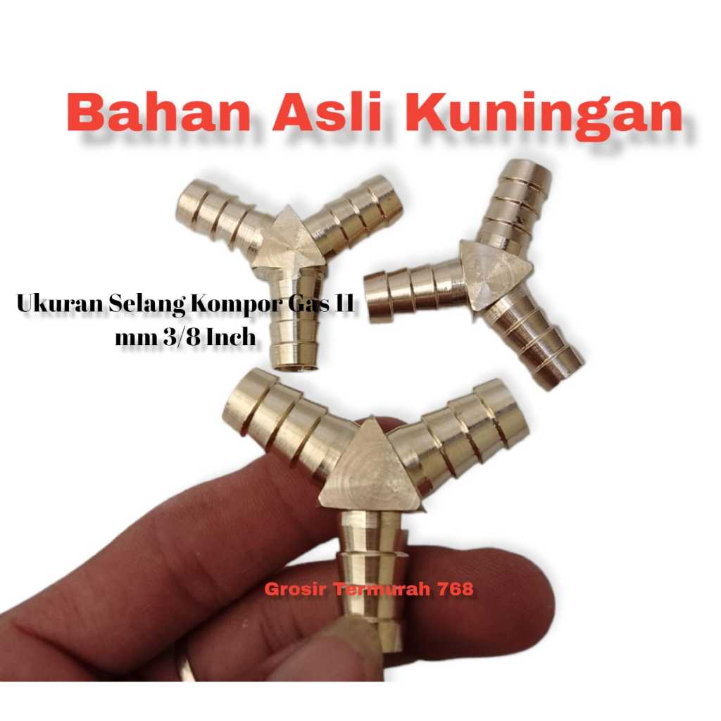 Jual Kuningan Sambungan Selang Gas / Air Cabang 3 Y - Nepel Selang Gas ...