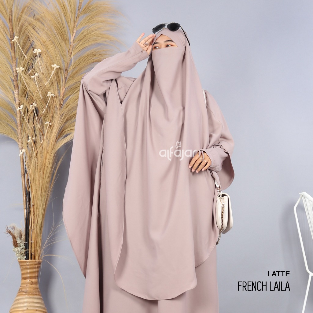 Jual French Khimar Instant Jumbo Long Laila By Alfajar | Shopee Indonesia