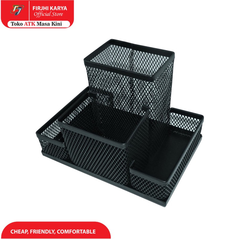 Jual V-TEC Memo Holder Organizer Jaring Hitam - Tempat Pensil Meja ...