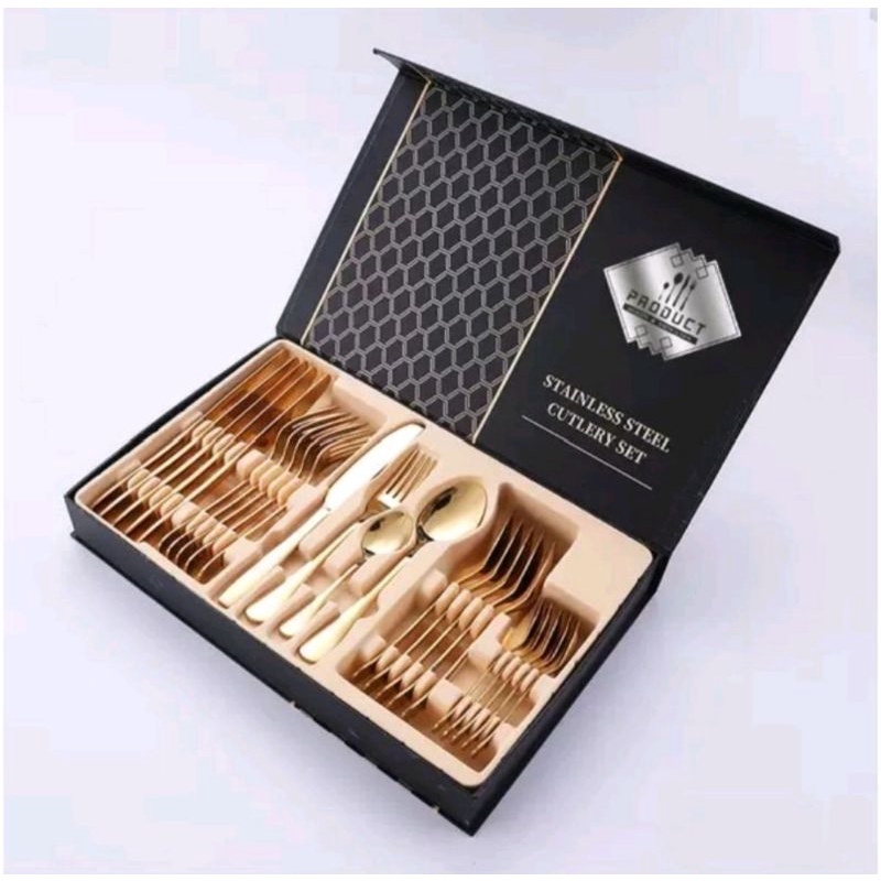 Jual Aveline Sendok Set Sultan / Sendok Gold / Cutlery Set / Stainlees ...