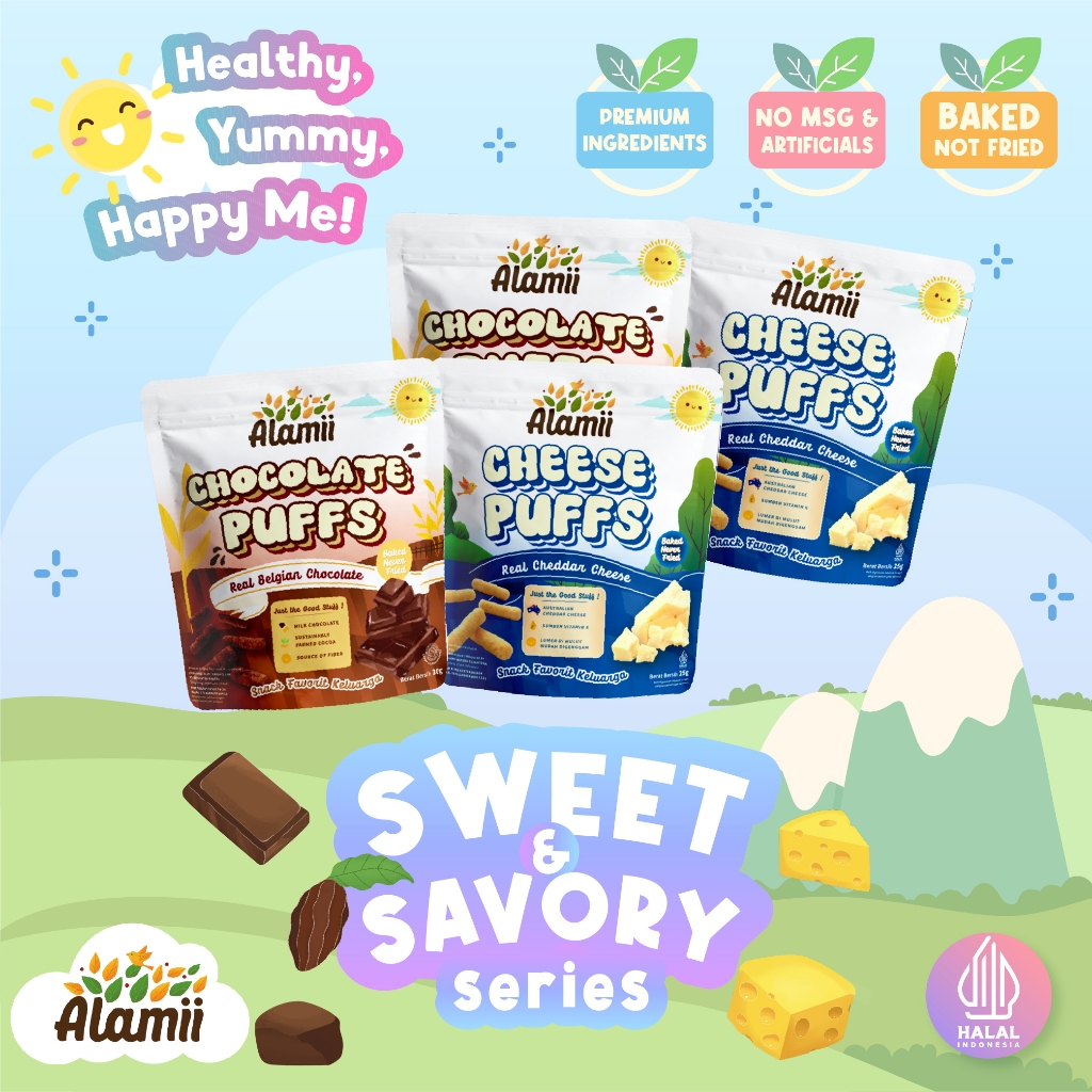 Jual Alamii Chocolate & Cheese Puffs - Snack Anak - Sweet & Savory ...