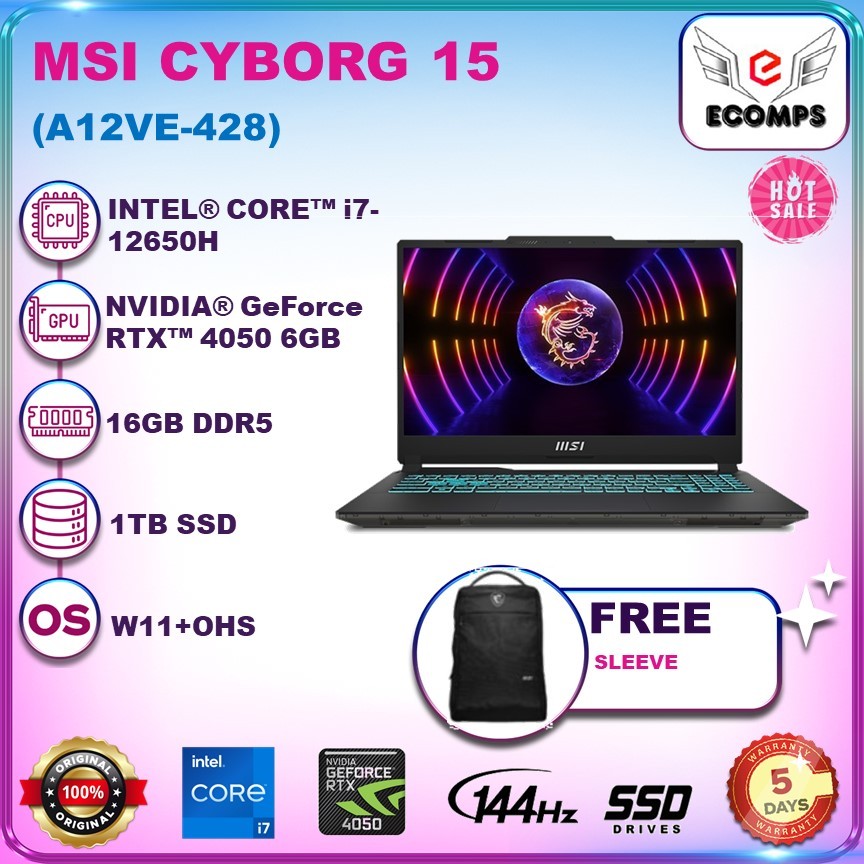 Jual Msi Cyborg 15 I7 12650H RTX4050 6GB/ 16GB 1TB W11+OHS 15.6 Inch Full HD IPS 144HZ -A12VE ...
