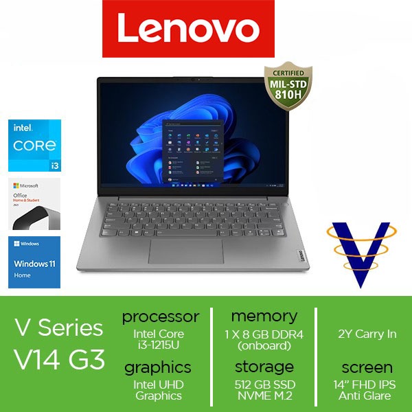 Jual Lenovo Lenovo V14 G3 IAP Core i3-1215U 8GB 256GB W11 OHS | Shopee Indonesia