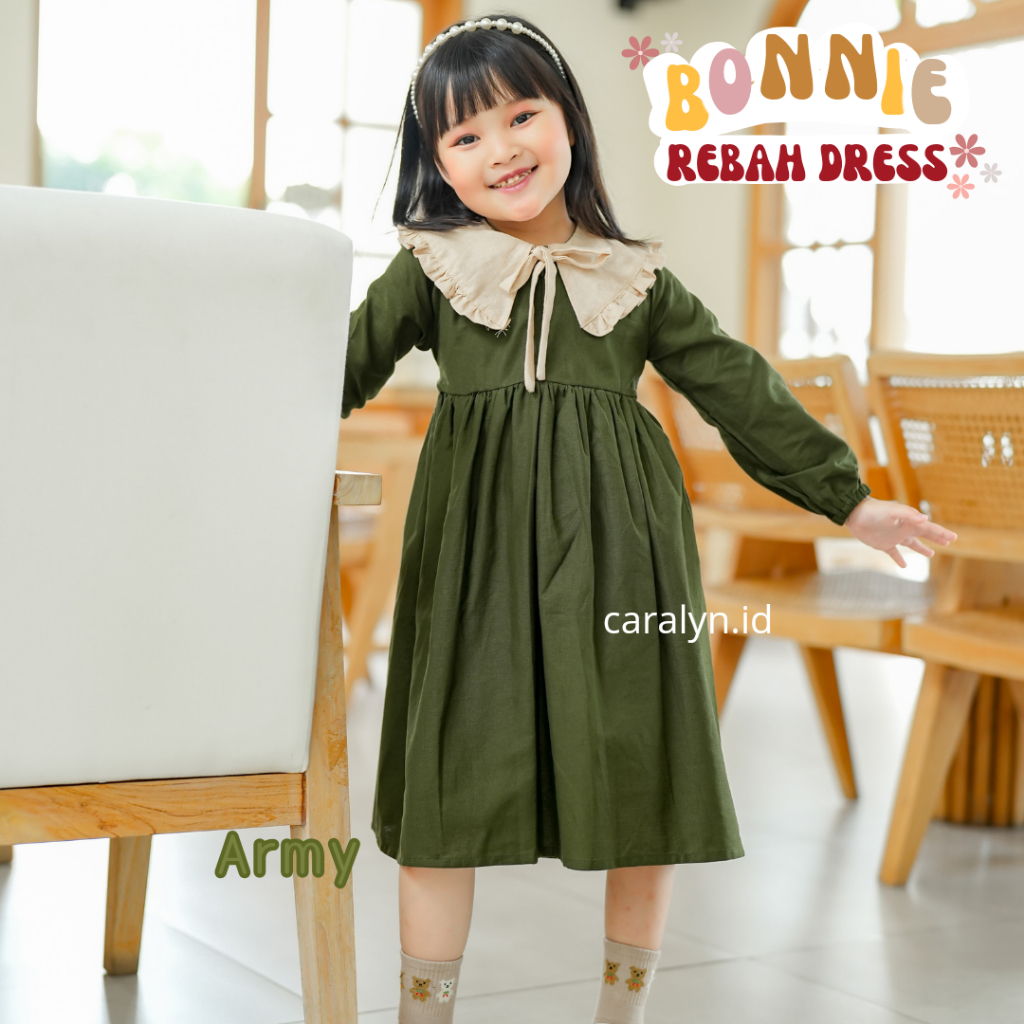 Jual DRESS ANAK PEREMPUAN LINEN BONNIE 1-9TH DRESS ANAK LENGAN PANJANG ...
