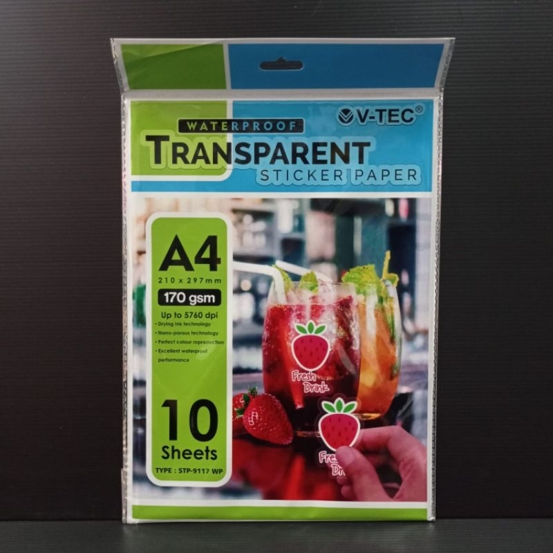 Jual V-TEC TRANSPARENT STICKER PAPER A4 170gsm | Shopee Indonesia