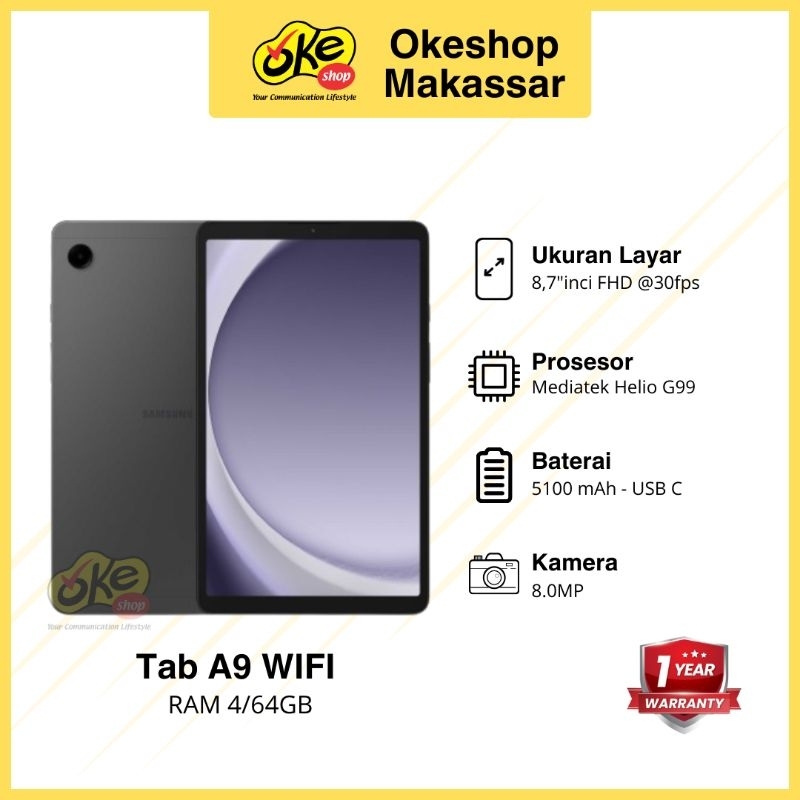 Jual Samsung Galaxy Tab A9 WIFI (RAM 4/64GB) Graphite - Garansi Resmi 1 ...