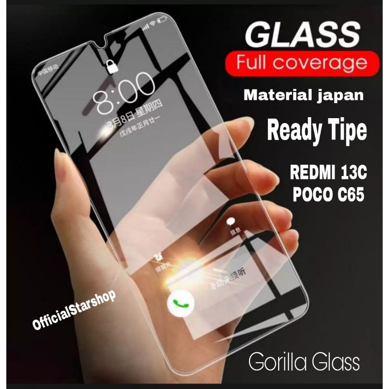 Jual Tempered Glass Xiaomi Redmi 13c & Poco C75 C65 Screen Protector Gorilla Glass Full Screen ...