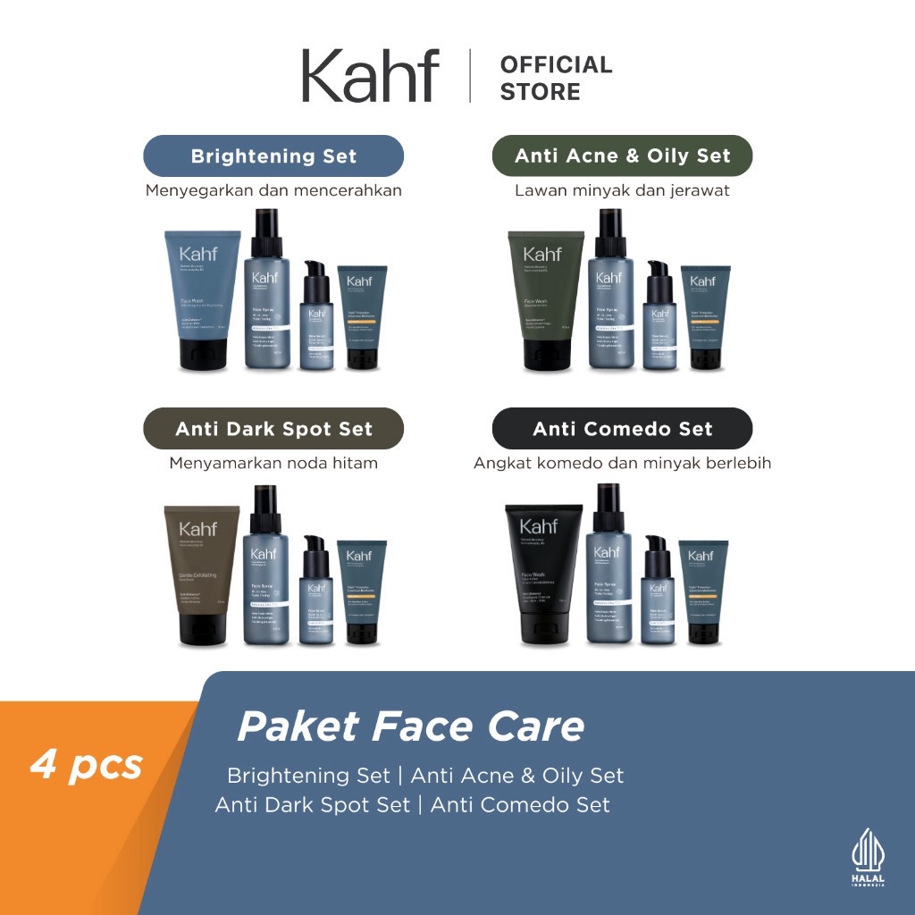 Jual KAHF Face Care 4 Pcs Package Indonesia / Paket Wajah Pria Isi 4 ...