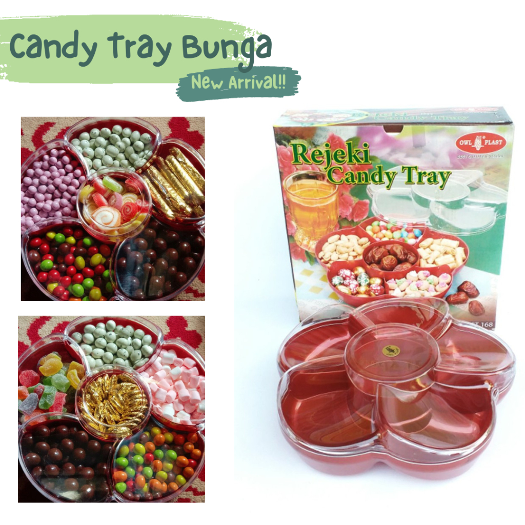 Jual Toples Bunga 6 Sekat Candy Tray / Toples Bunga Warna Merah ...