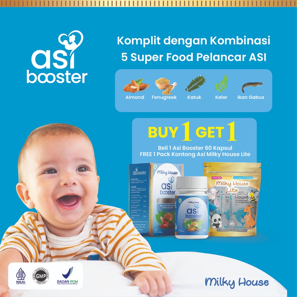 Jual (BUY 1 GET 1 ) ASI Booster Milky House 60 Kapsul FREE Kantong ASI ...