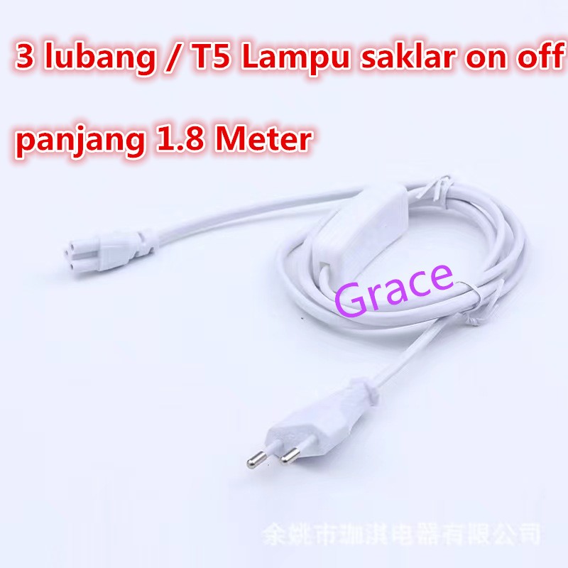 Jual kabel power/3 lubang/T8/T5 lampu sakalr on off /3 lubang kabel ...