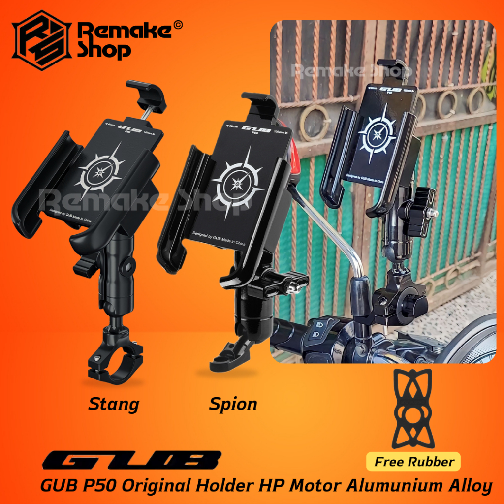 Jual GUB P50 Original Phone Holder HP Motor Full Besi Anti Getar Rotasi Derajat Flexible ...
