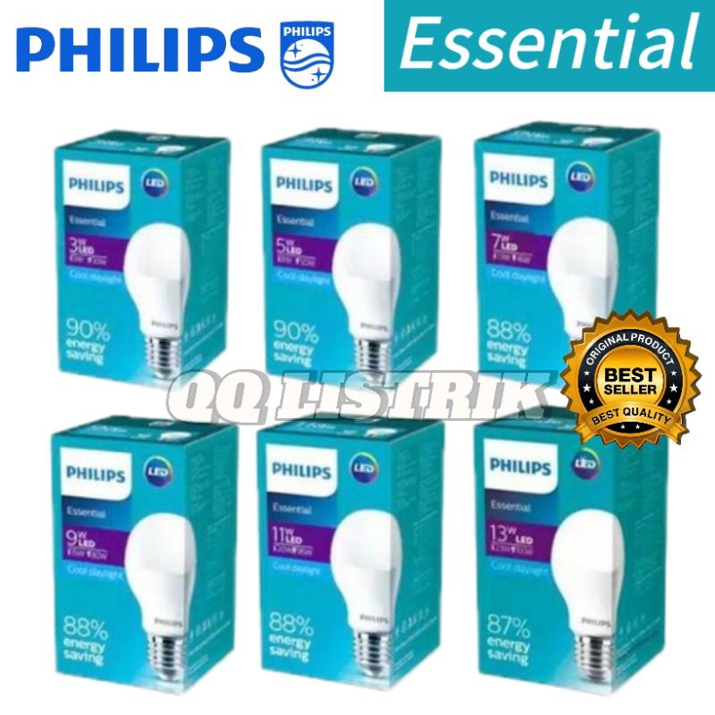 Jual [GROSIR] LAMPU LED PHILIPS ESSENTIAL 3W 5W 7W 9W 11W 13W , A BULB ...