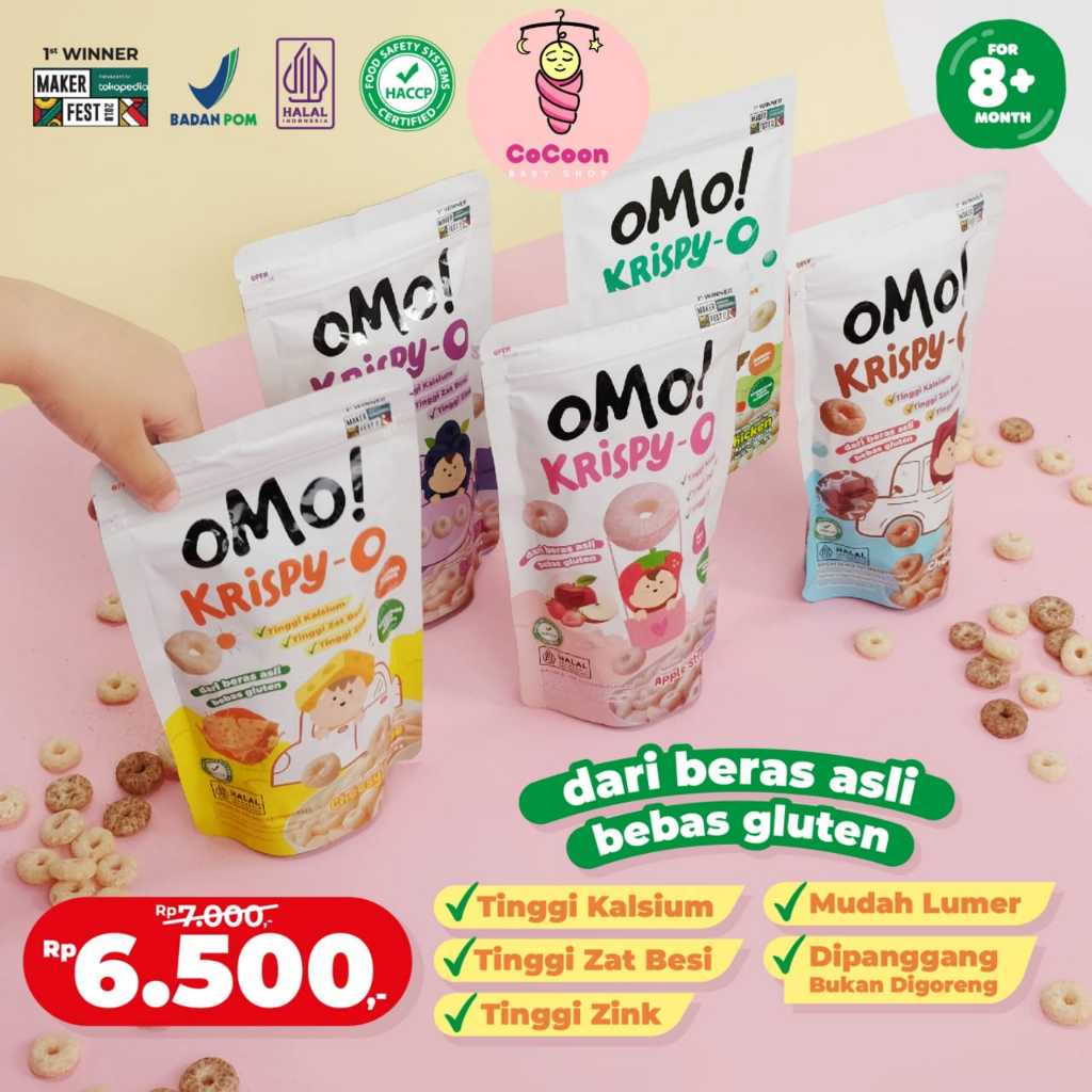 Jual Camilan Snack Bayi Omo! Omo Krispy O Apel Stroberi / Blueberry ...
