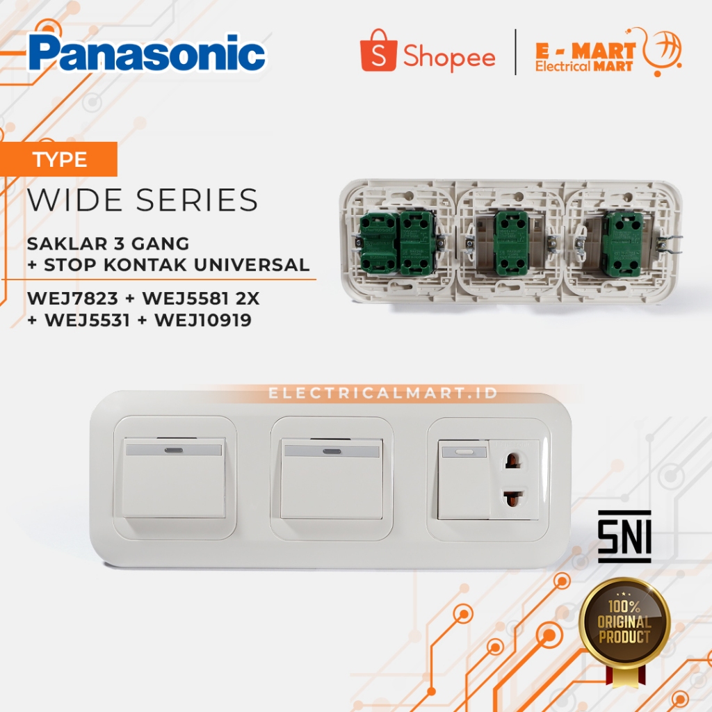 Jual Panasonic Saklar Kombinasi WEJ 2 x 5581W + WEJ 5531W + WEJ 10919W ...
