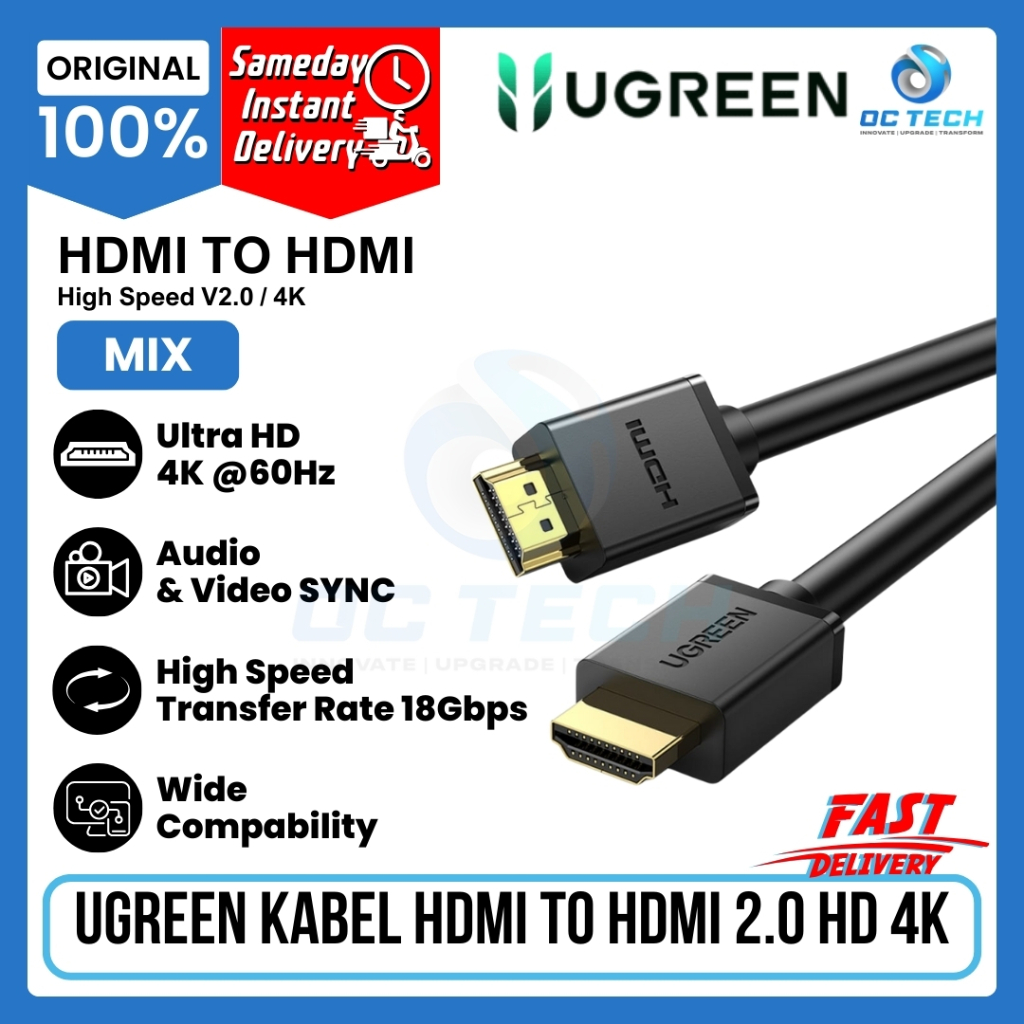 Jual UGREEN KABEL HDMI 2.0 Cable KABEL HDMI TO HDMI UGREEN HD104 10M ...