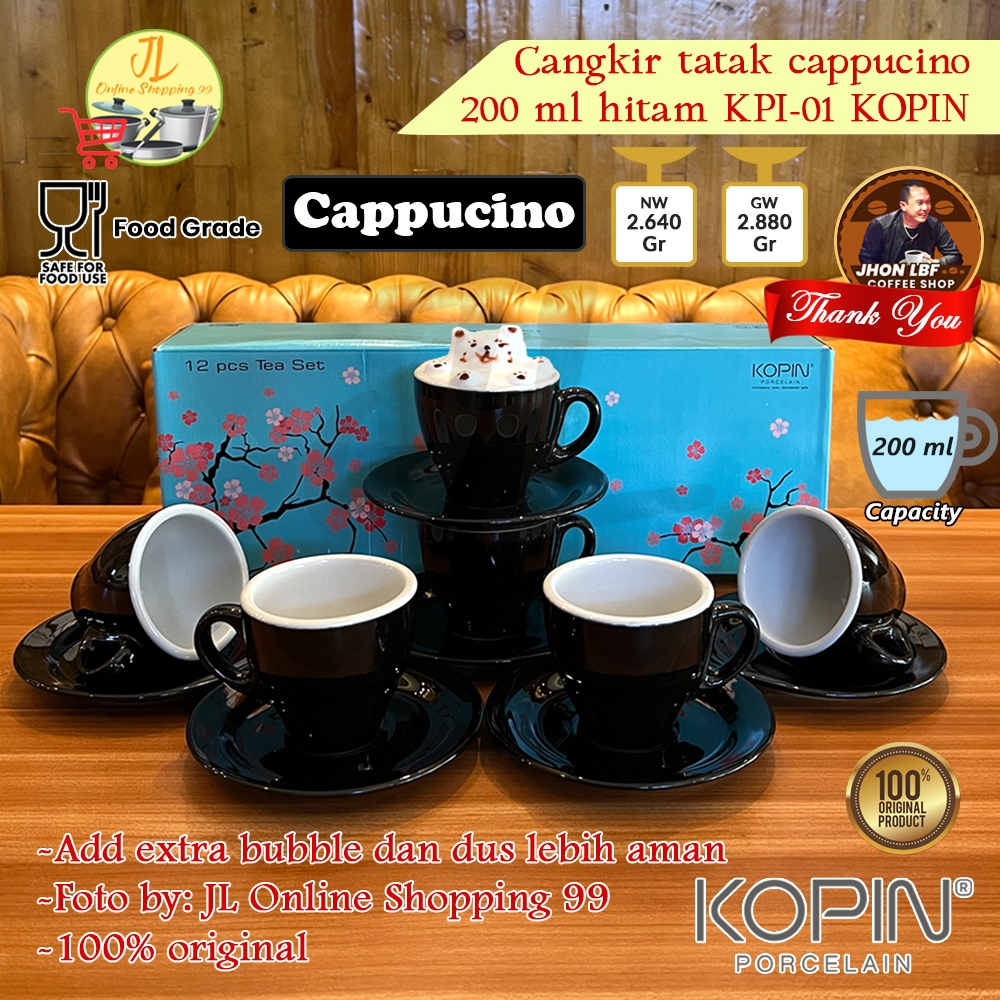 Jual KOPIN cangkir set 6 pasang warna Hitam KPI-01 TWO TONE KOPIN 200CC ...