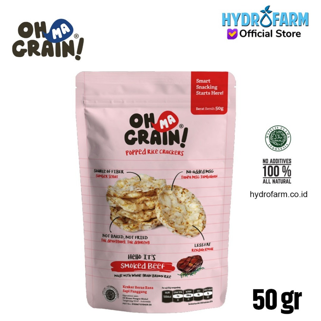 Jual Oh Ma Grain! - Popped Rice Crackers / Keripik Beras (Smoked Beef ...