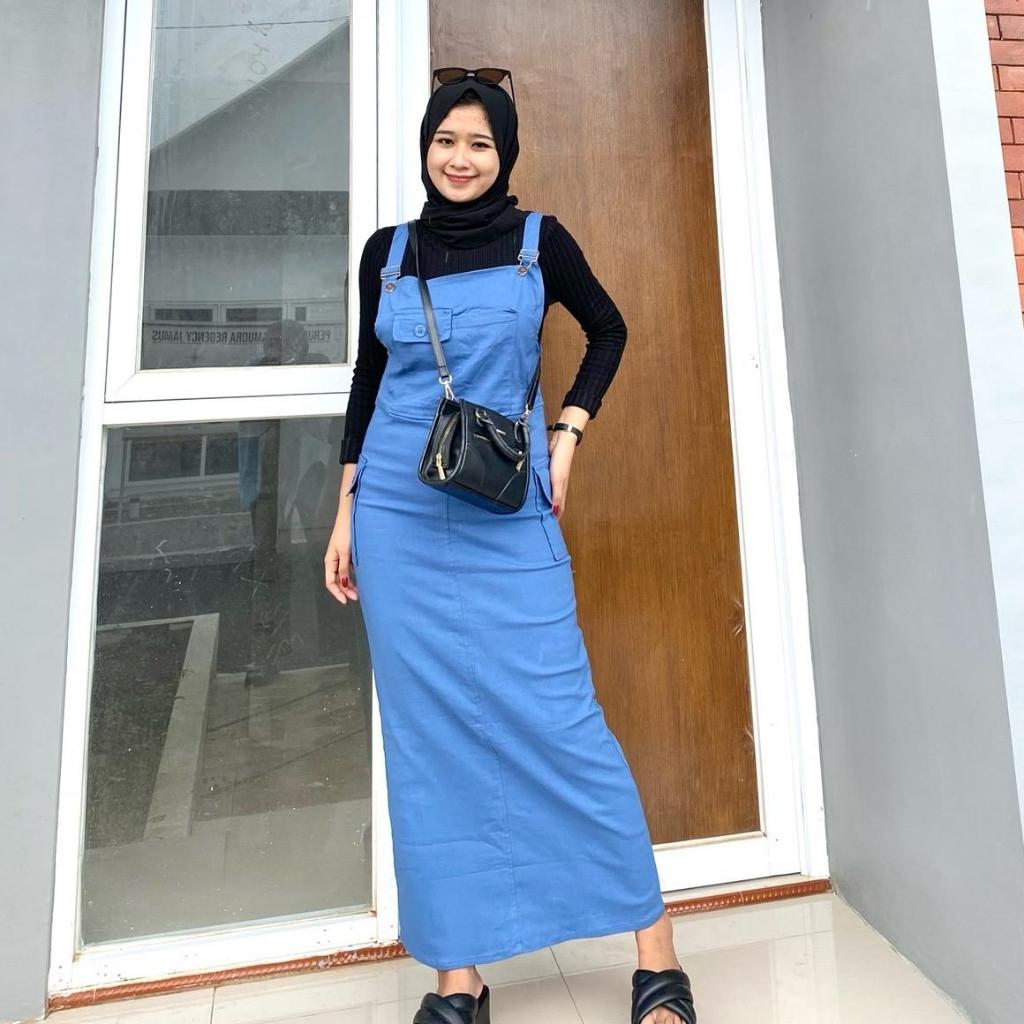 Jual ELSA Overall Wanita Katun Elizabethh Premium Overall Saku Kekinian ...