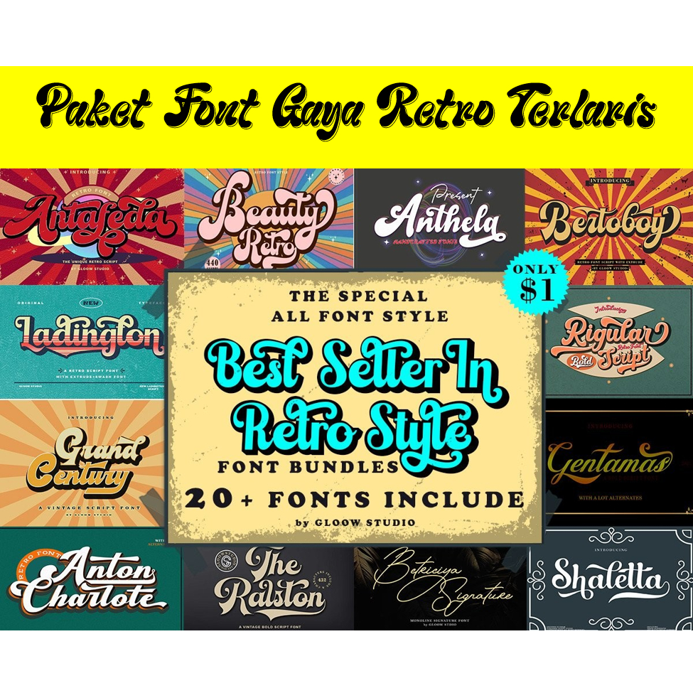 Jual Paket Font Gaya Retro Terlaris (38 Fonts) | Shopee Indonesia