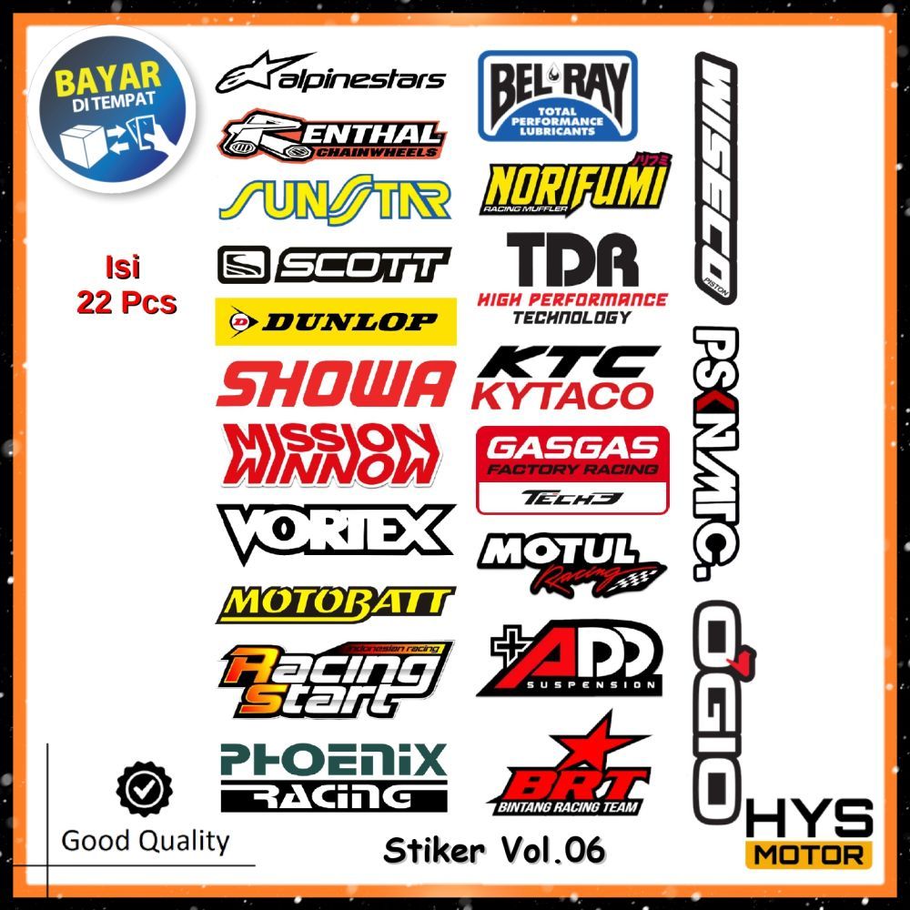 Jual HYS Stiker Motor Mobil Helm Sticker Pack Racing Komputer Laptop HP ...
