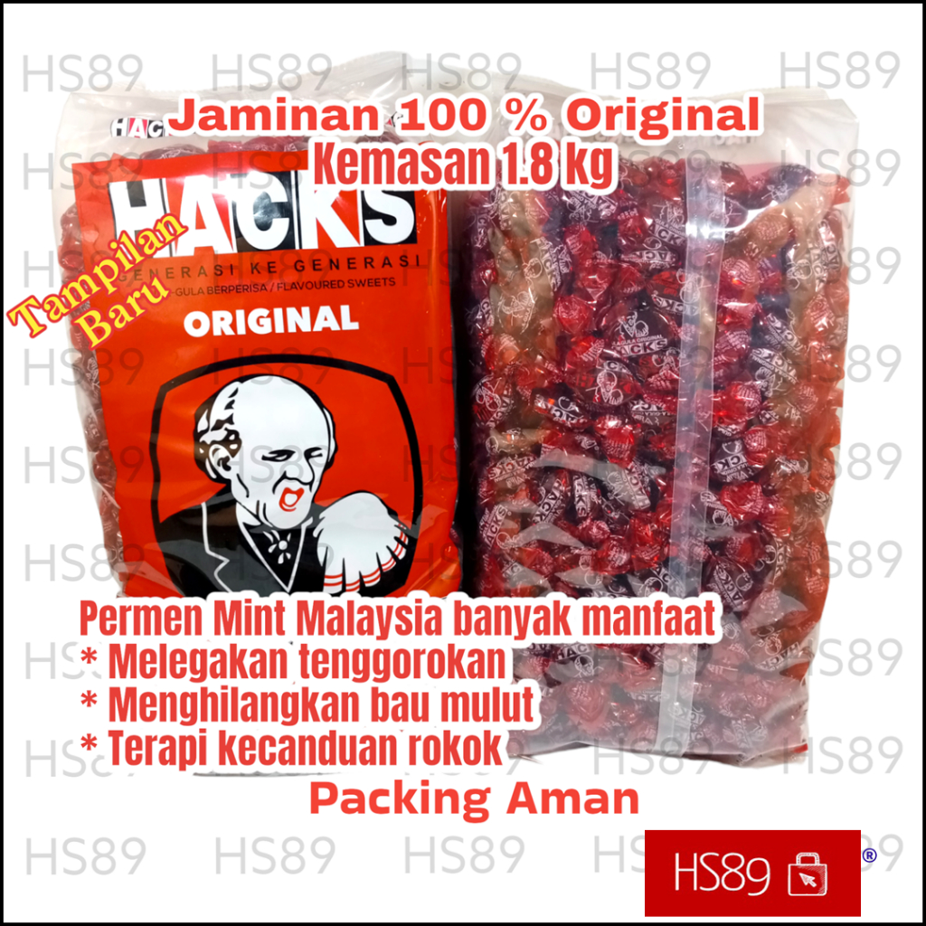 Jual Permen Hacks Original Paket 8 Bungkus - 8 bks x 1.8 kg | Shopee Indonesia