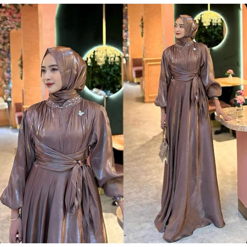 Jual Ariana Dress Shimmer Terbaru 2024 Gamis Jumbo Trend Lebaran Dress ...