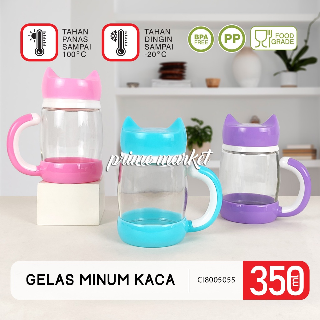 Jual Gelas Botol Kaca Unik Bentuk Kucing / Gelas Kaca Karakter / Gelas ...