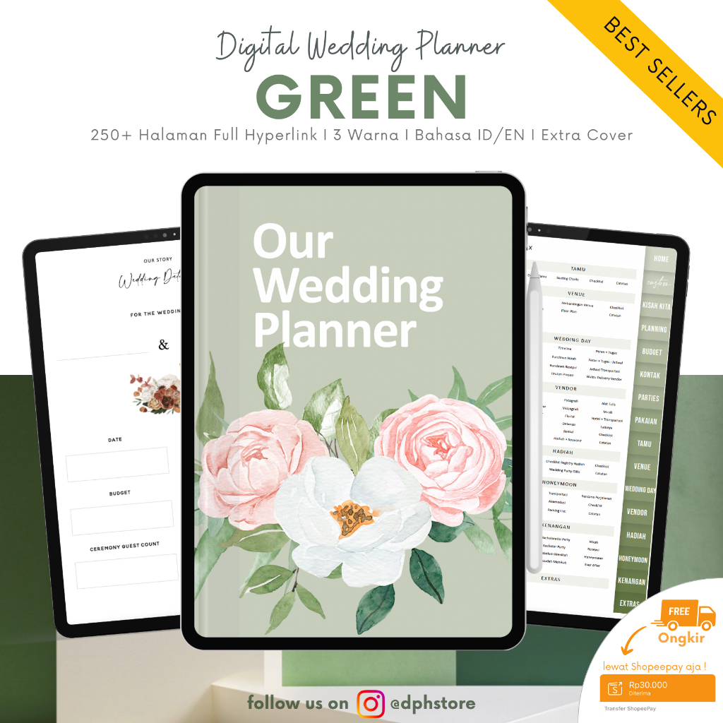 Jual Green DIGITAL WEDDING PLANNER HYPERLINK untuk iPad/Tablet ...