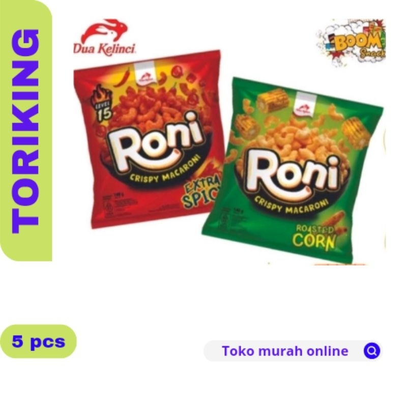 Jual RONI SNACK MACARONI - PEDAS/JAGUNG BAKAR ( Isi 5pcs @28gr ...
