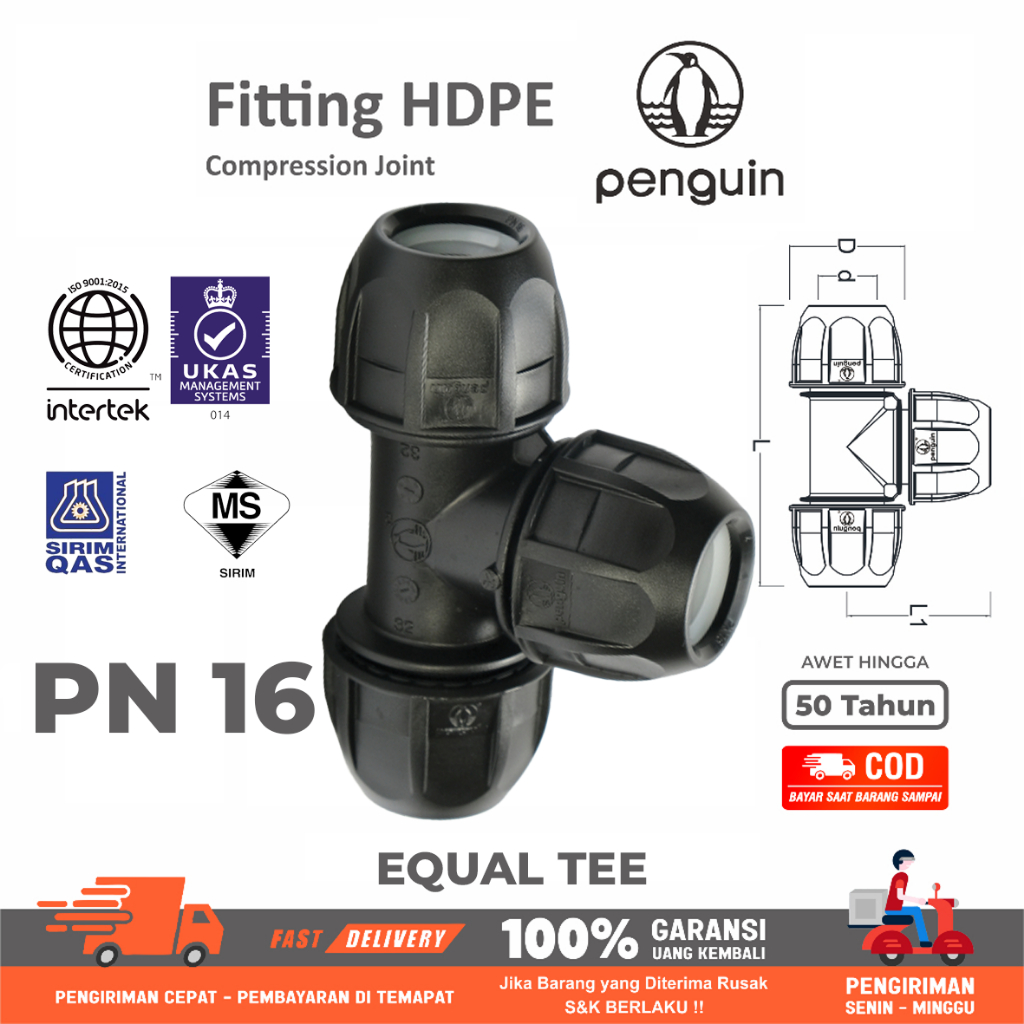 Jual Fitting Pipa HDPE Tee Equal 1/2 inci 20mm | Shopee Indonesia