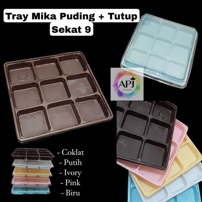 Jual Isi 25pcs Mika Puding Mini Sekat 9 + TUTUP / Tray Mika Puding Sekat 9 / Mika Puding Mini ...