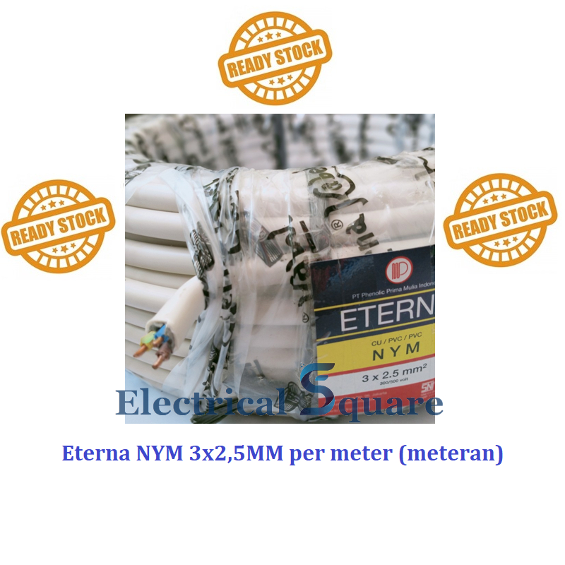 Jual Eterna Kabel Listrik NYM 3x2.5MM per 1 Meter (Meteran) Kawat Tembaga Original SNI LMK 3 x 2 ...