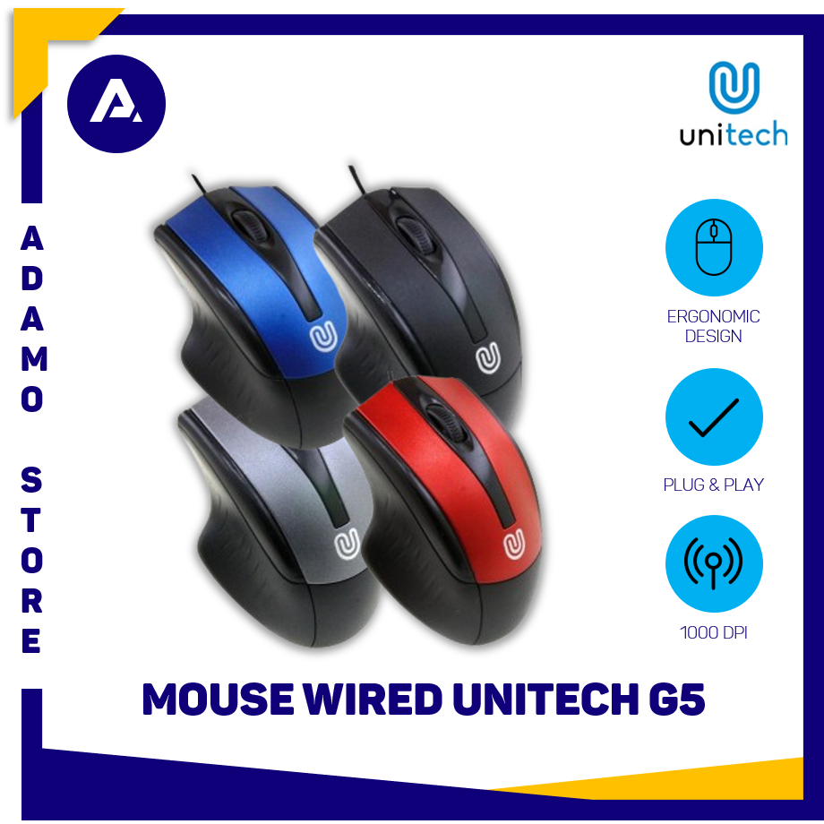 Jual Mouse Unitech G5 Optical USB Wired Mouse Kabel 1000DPI | Shopee ...