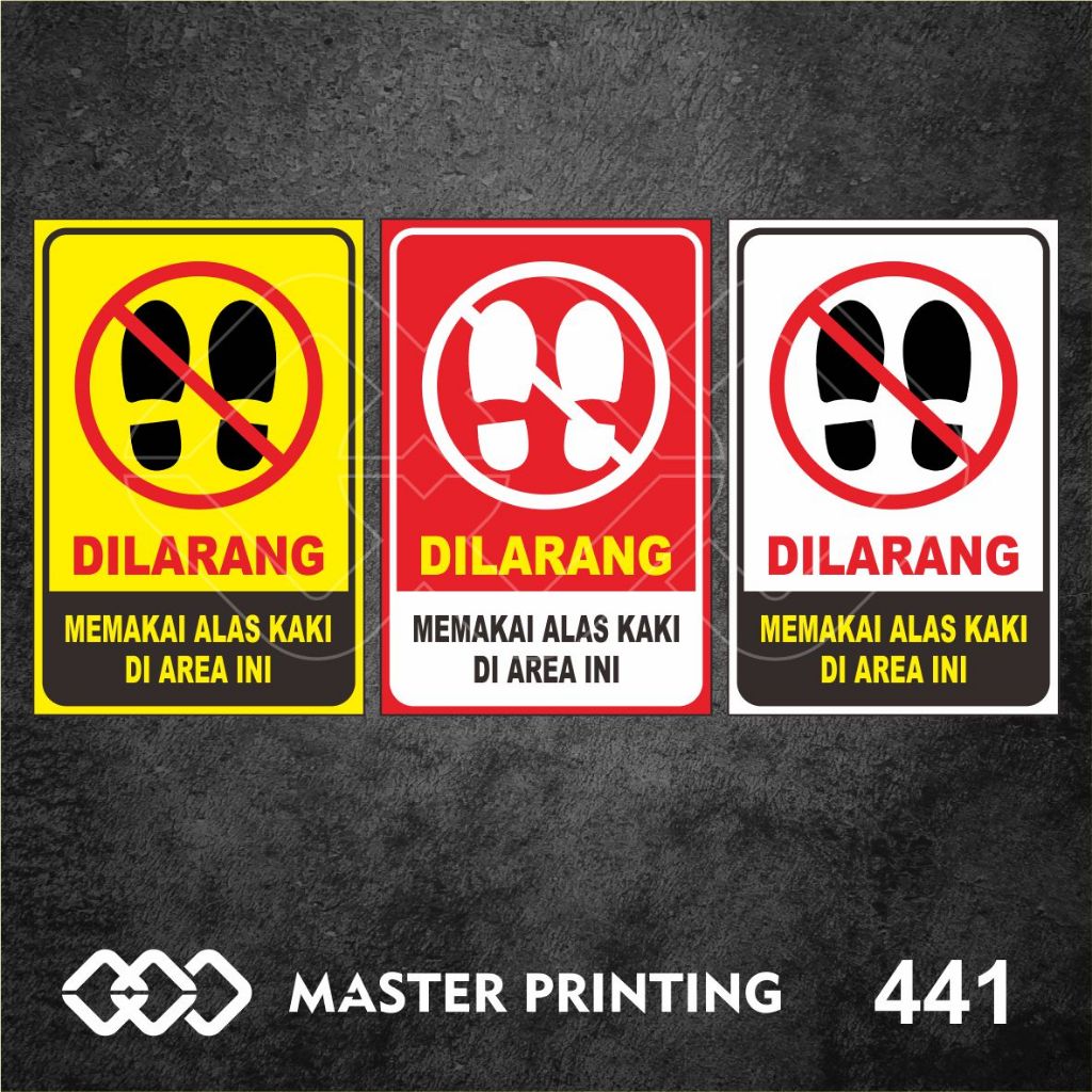 Jual 441 - Stiker Dilarang Memakai Alas Kaki, Sticker Vinyl, Premium ...
