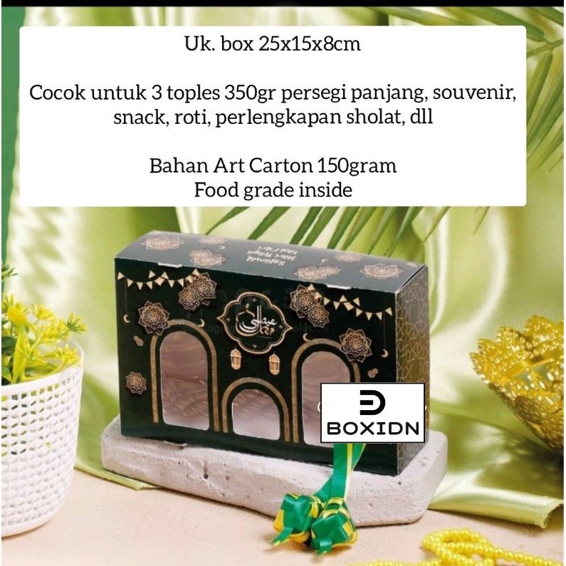 Jual Box lebaran 3 toples 350gr persegi panjang box lebaran 25x15 box ...