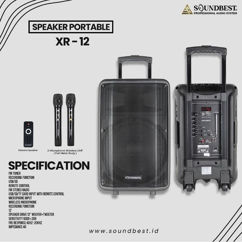 Jual Speaker Portable 12 Inch Soundbest XR 12 Bluetooth Mic Wireless ...