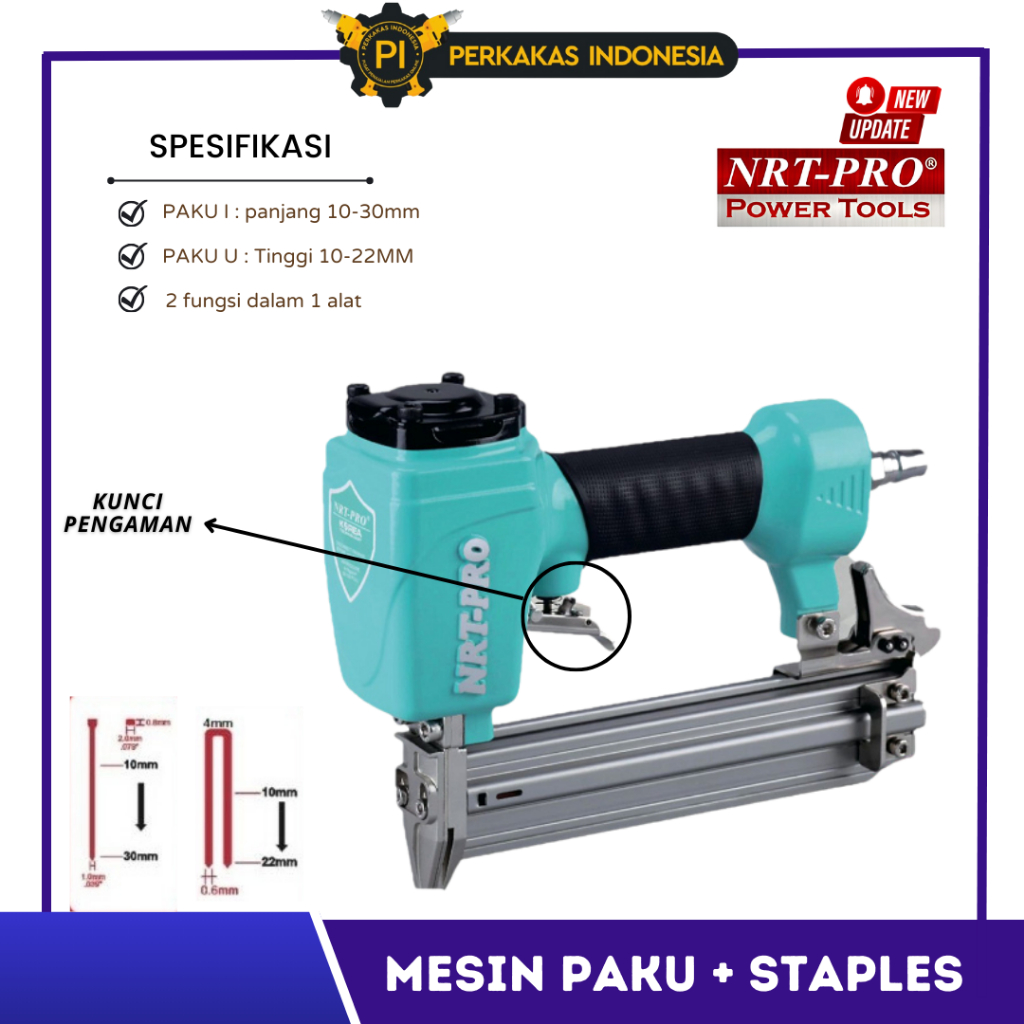 Jual Mesin Paku Tembak NRT PRO F30 422J 2in1 Air Nailer & Stapler Gun FULL SAFETY Alat Paku ...