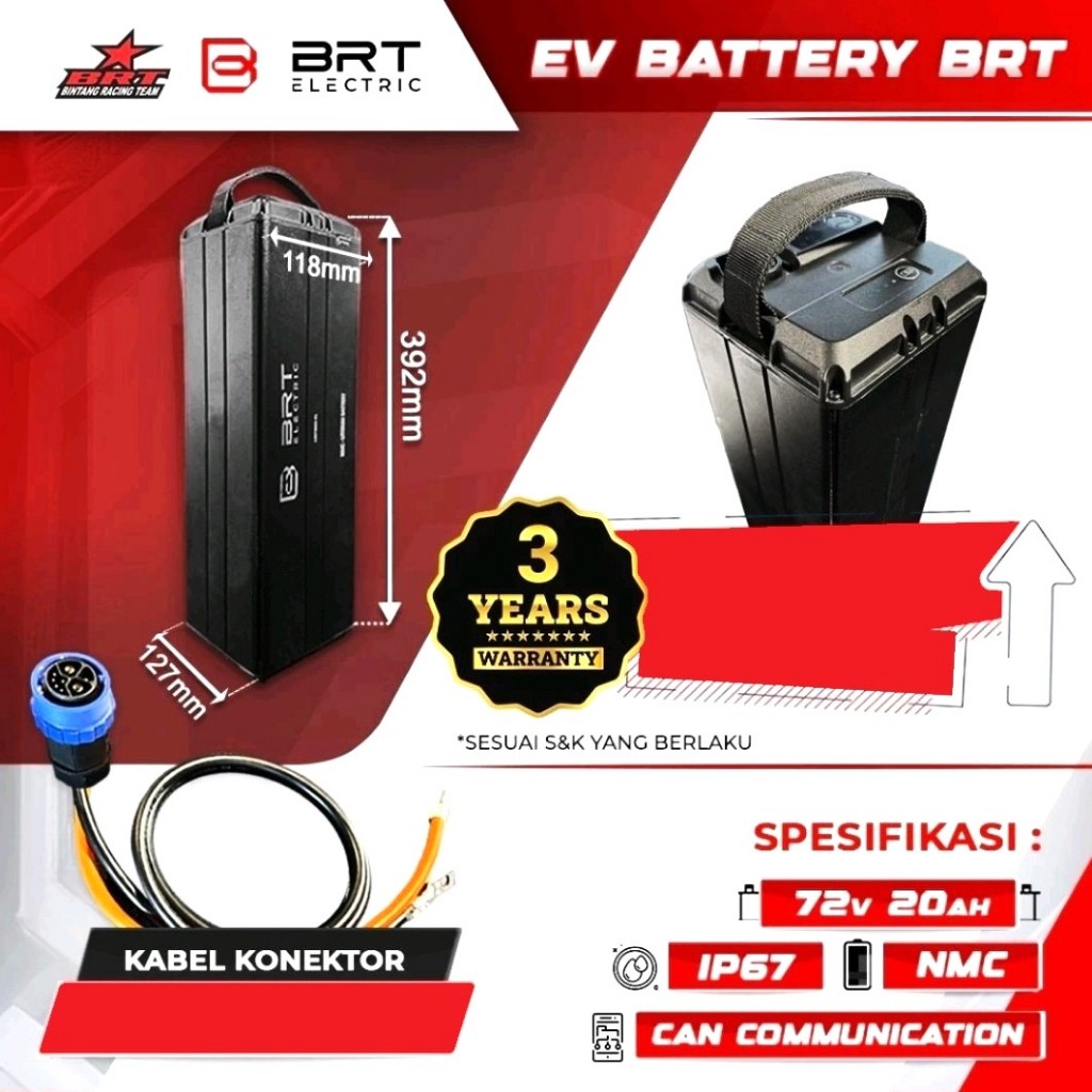Jual BATTERY Baterai MOTOR LISTRIK EV BATTERY BRT 72v 20ah | Shopee ...