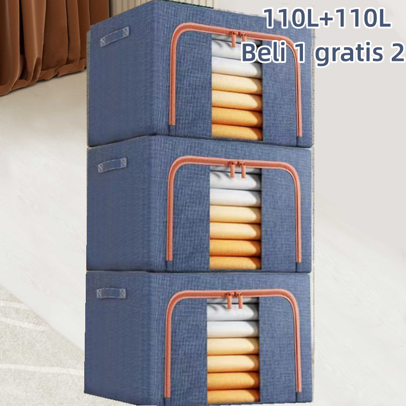 Jual linen katun lebih tebal organizer box Lipat storage box pakaian ...